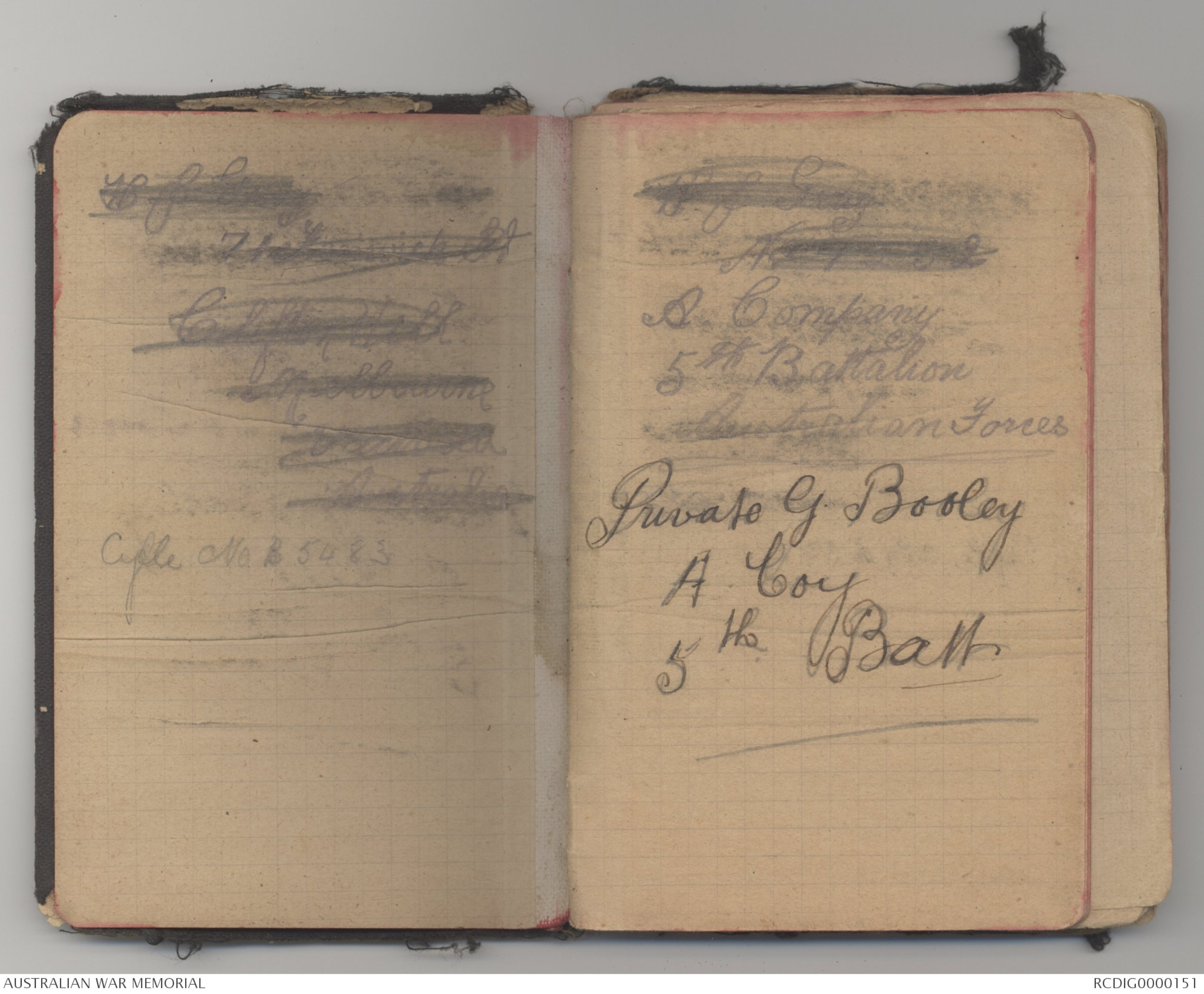 Notebook of George Booley, 5th Battalion, AIF - Part 1 | Transcribe