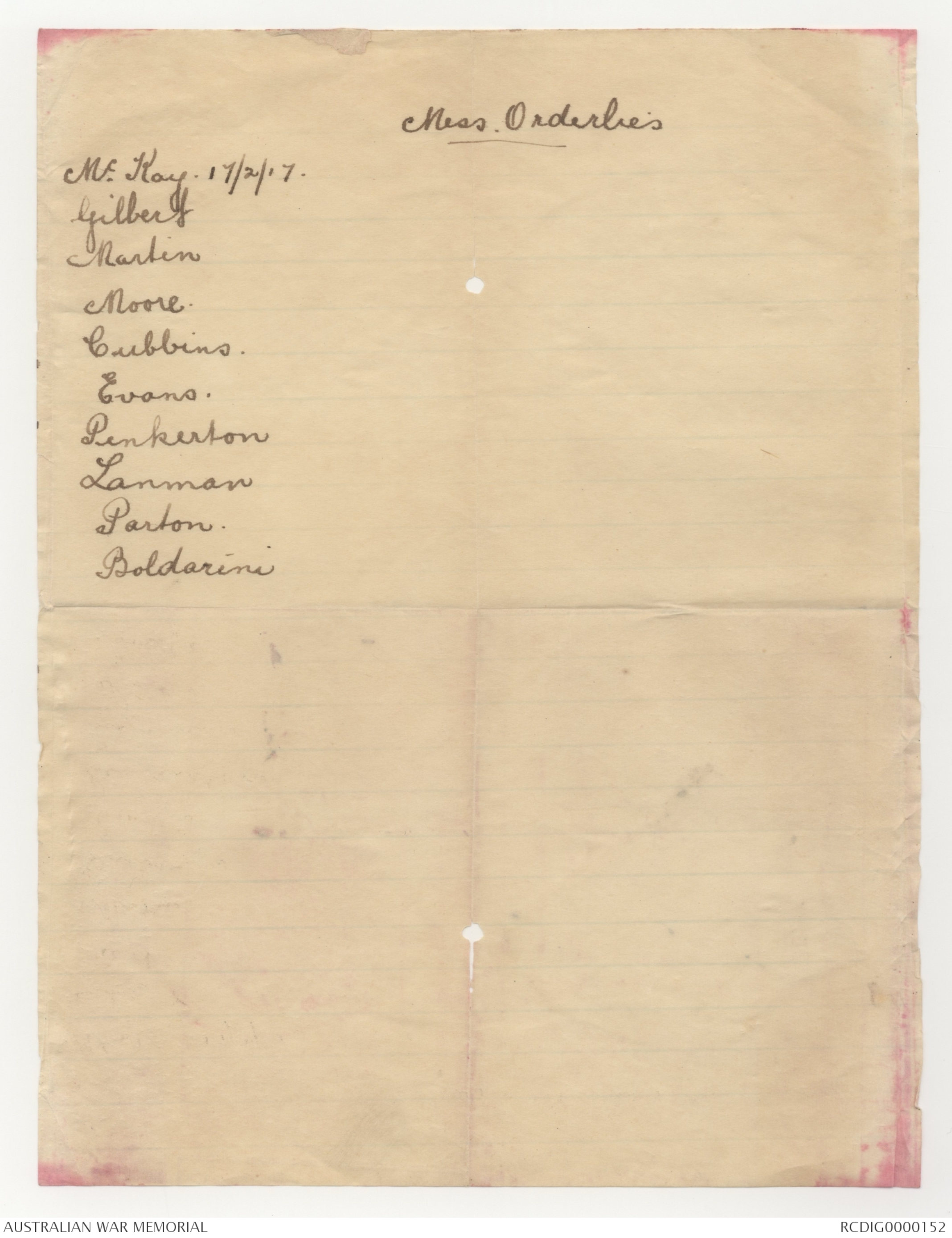 Miscellaneous records relating to First World War service of George ...