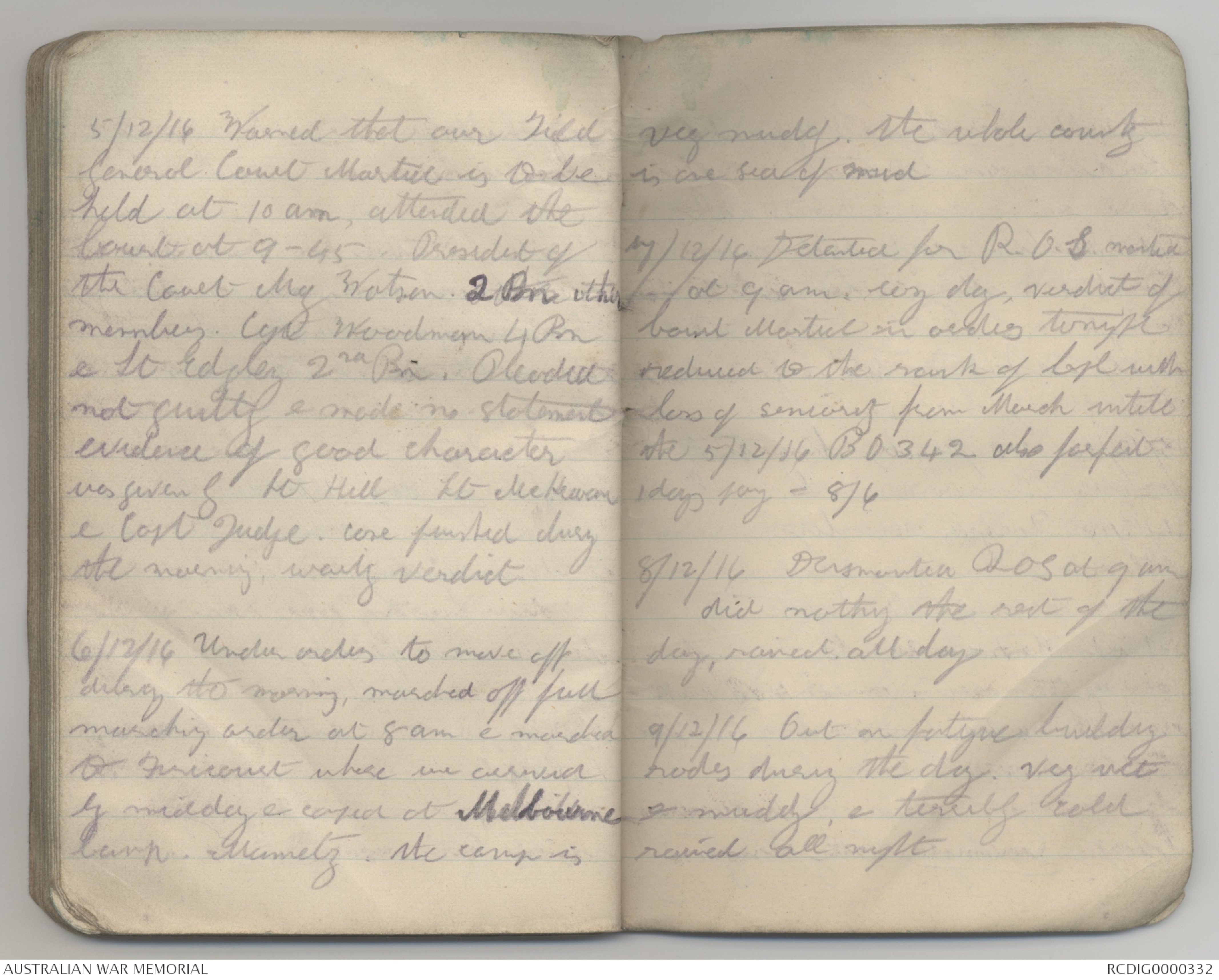 Diary of Apcar Leslie De Vine, 25 May - 31 December 1916 - Part 5 of 6 ...