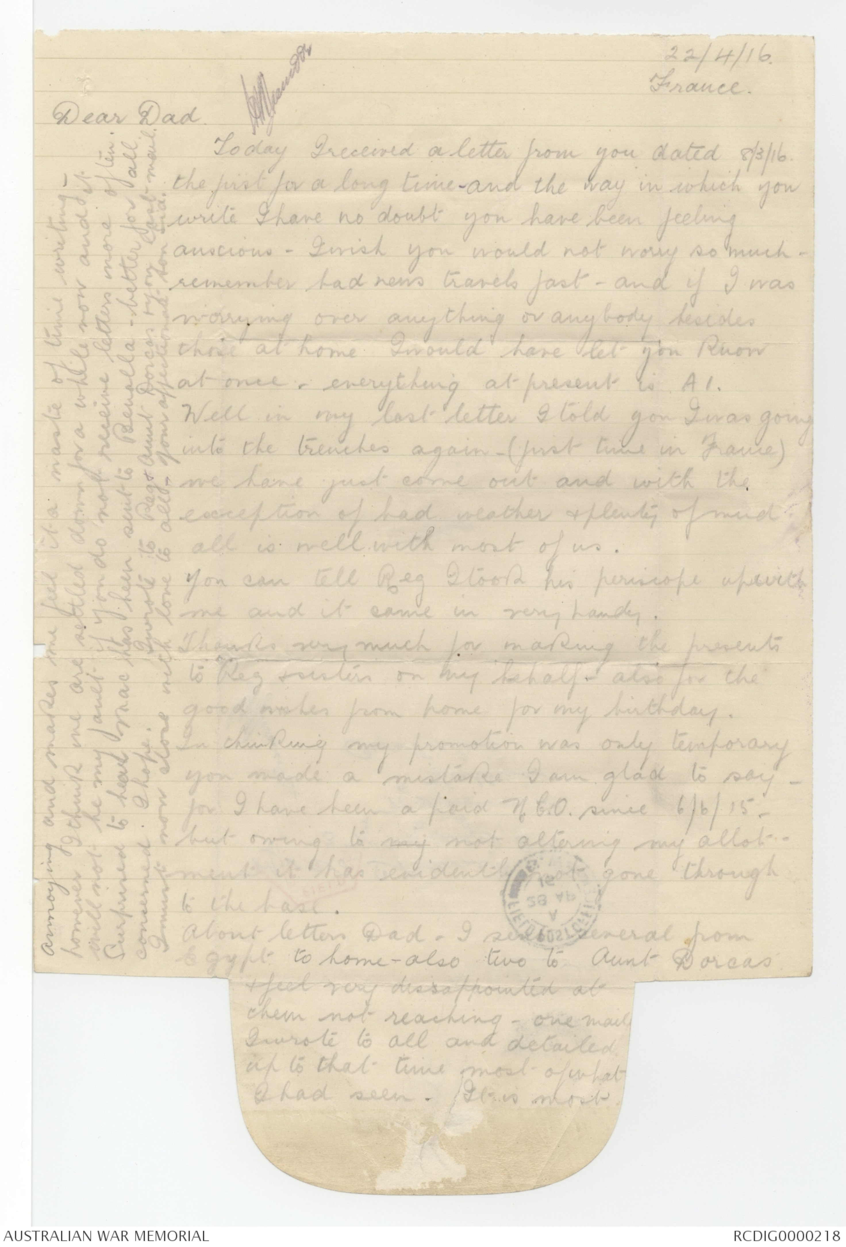 Letters from Alfred Sydney Burvett to his Family, 1914-1916 - Part 6 ...