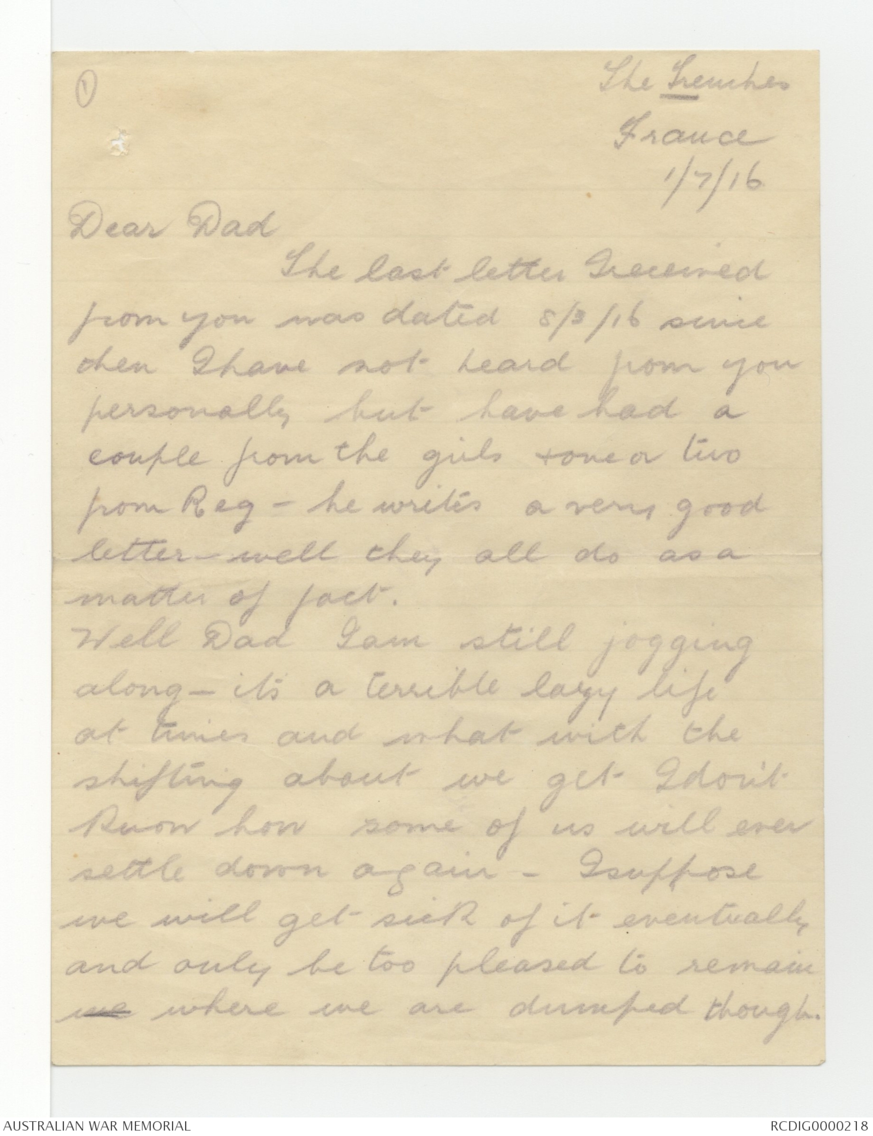 Letters from Alfred Sydney Burvett to his Family, 1914-1916 - Part 6 ...
