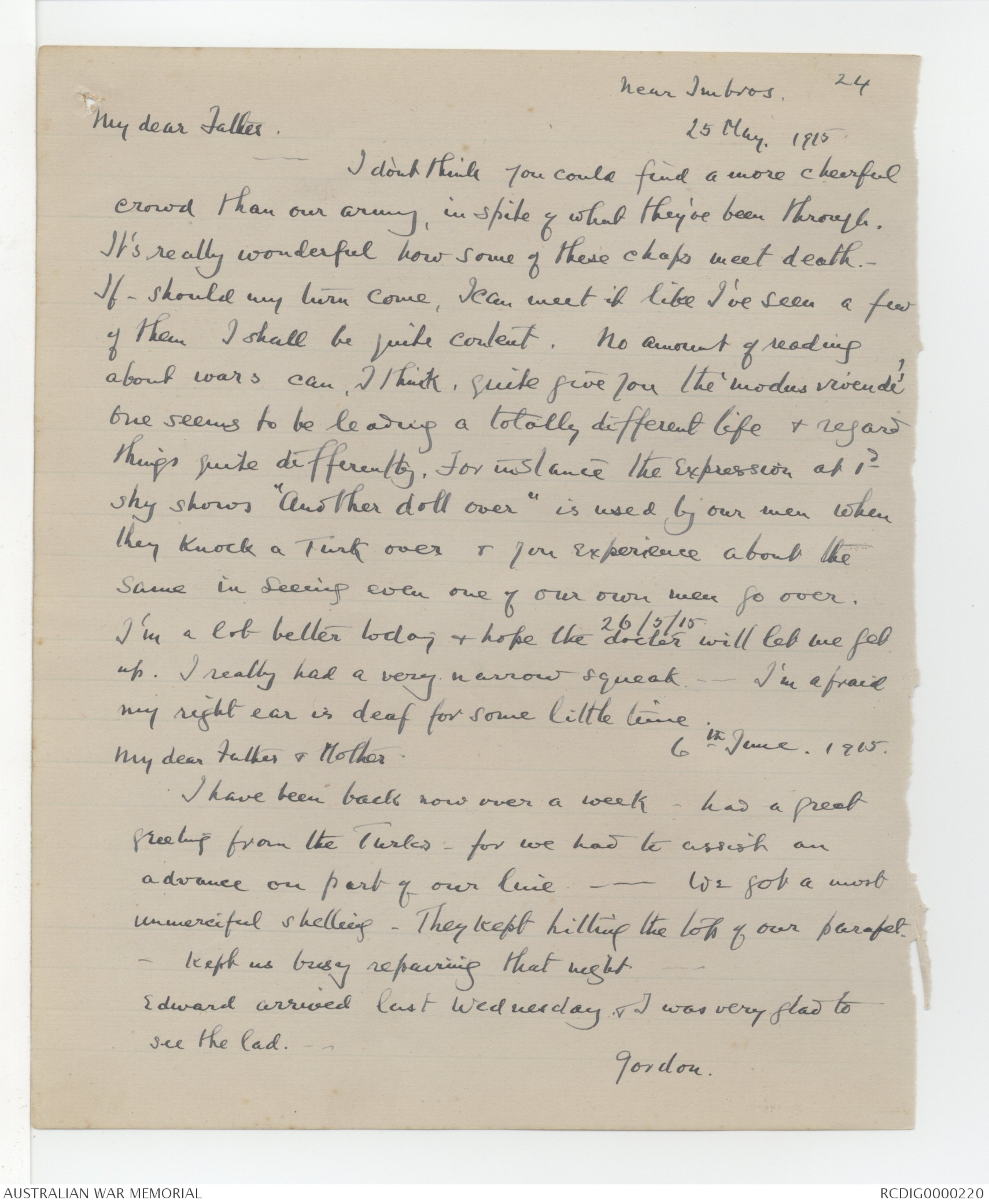 Extracts from letters by Herbert Gordon Carter sent to his Parents ...