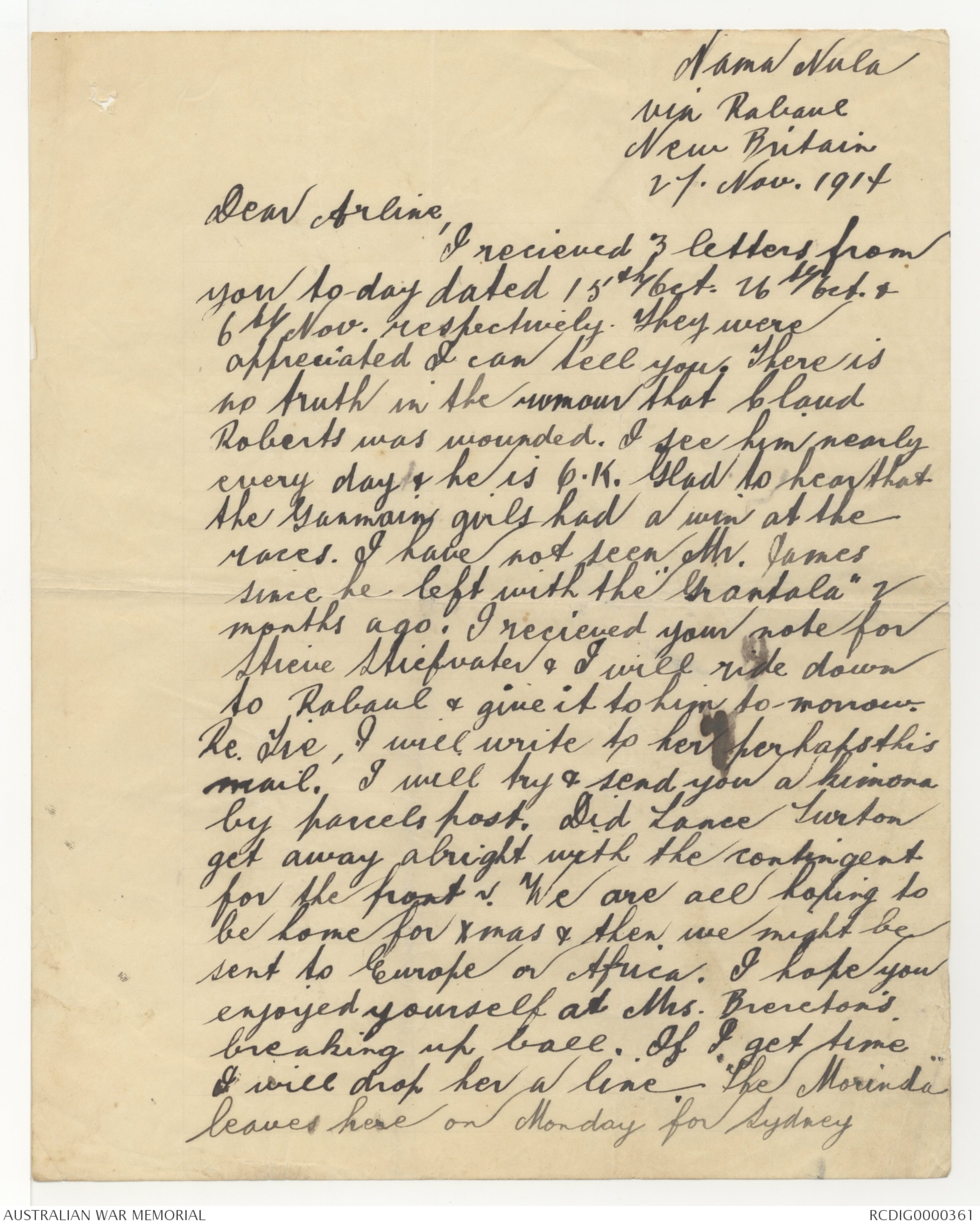 Letters and postcards of Errol Cappie Nepean Devlin, 1914-1916 - Part 2 ...