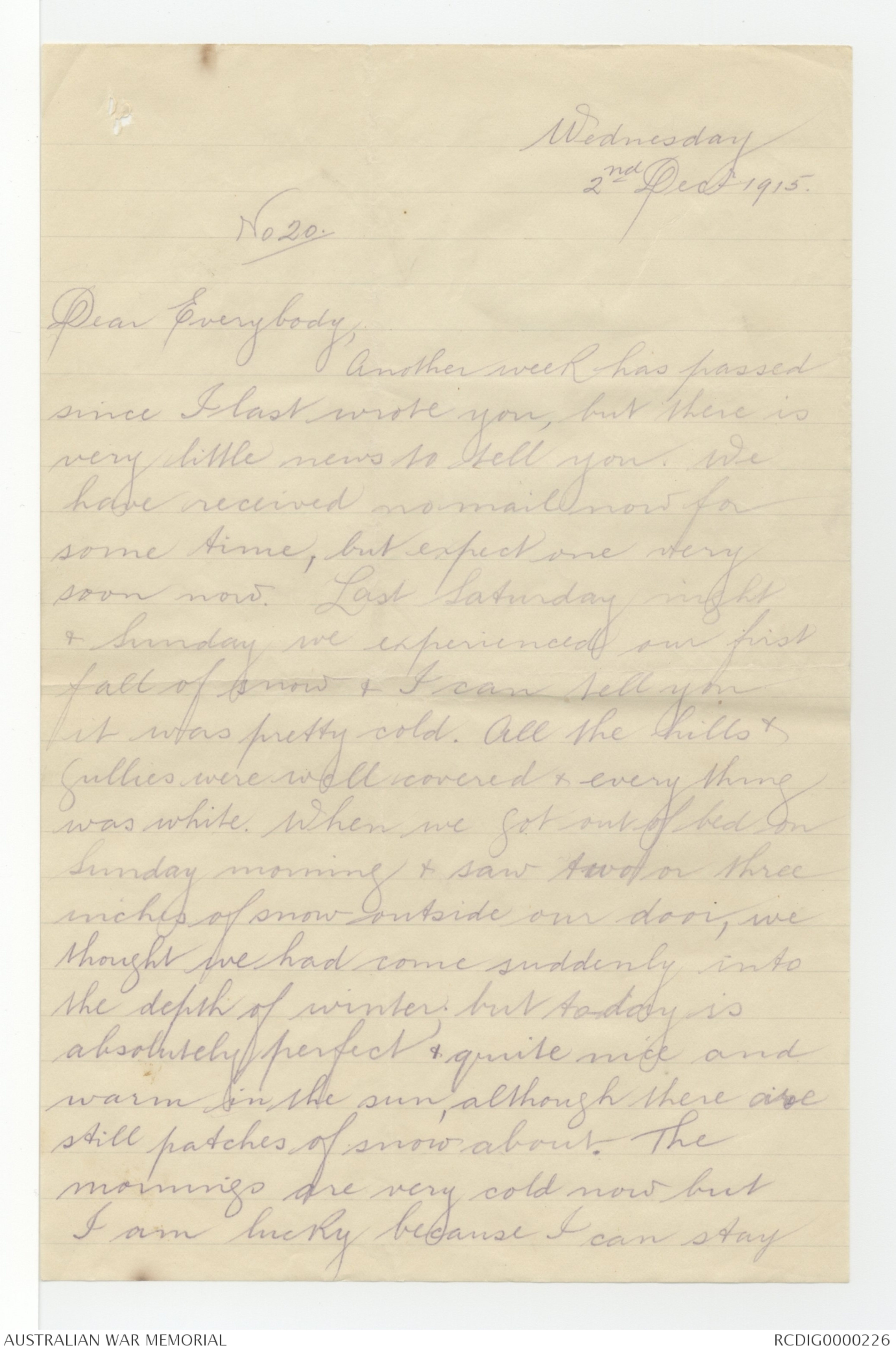 Letters from Alfred Bailey Eades to his Family, 1915-1917 - Part 1 ...