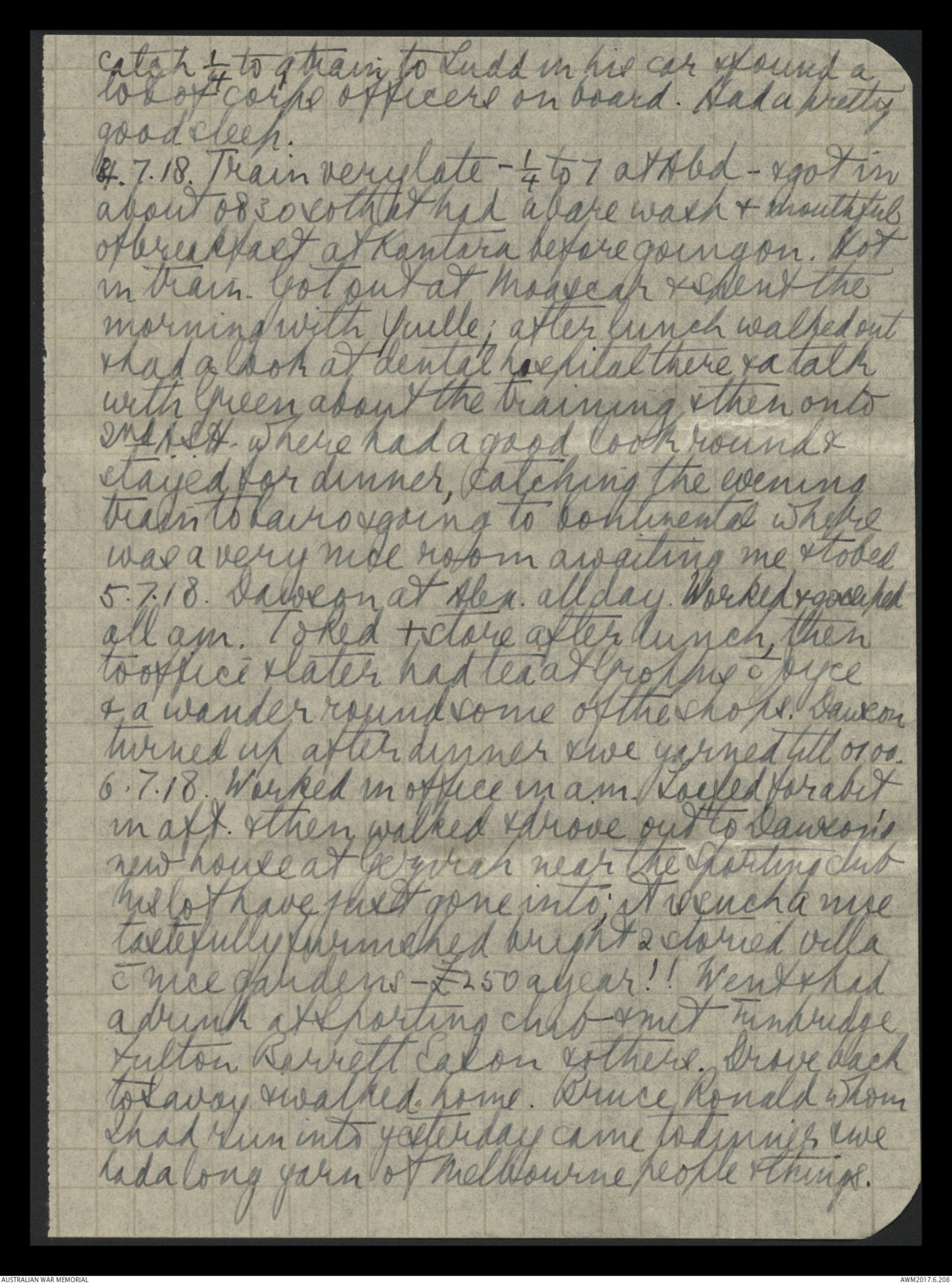 Diary No.10 of Rupert Major Downes, 6 March - 29 July 1918 - Part 7 ...