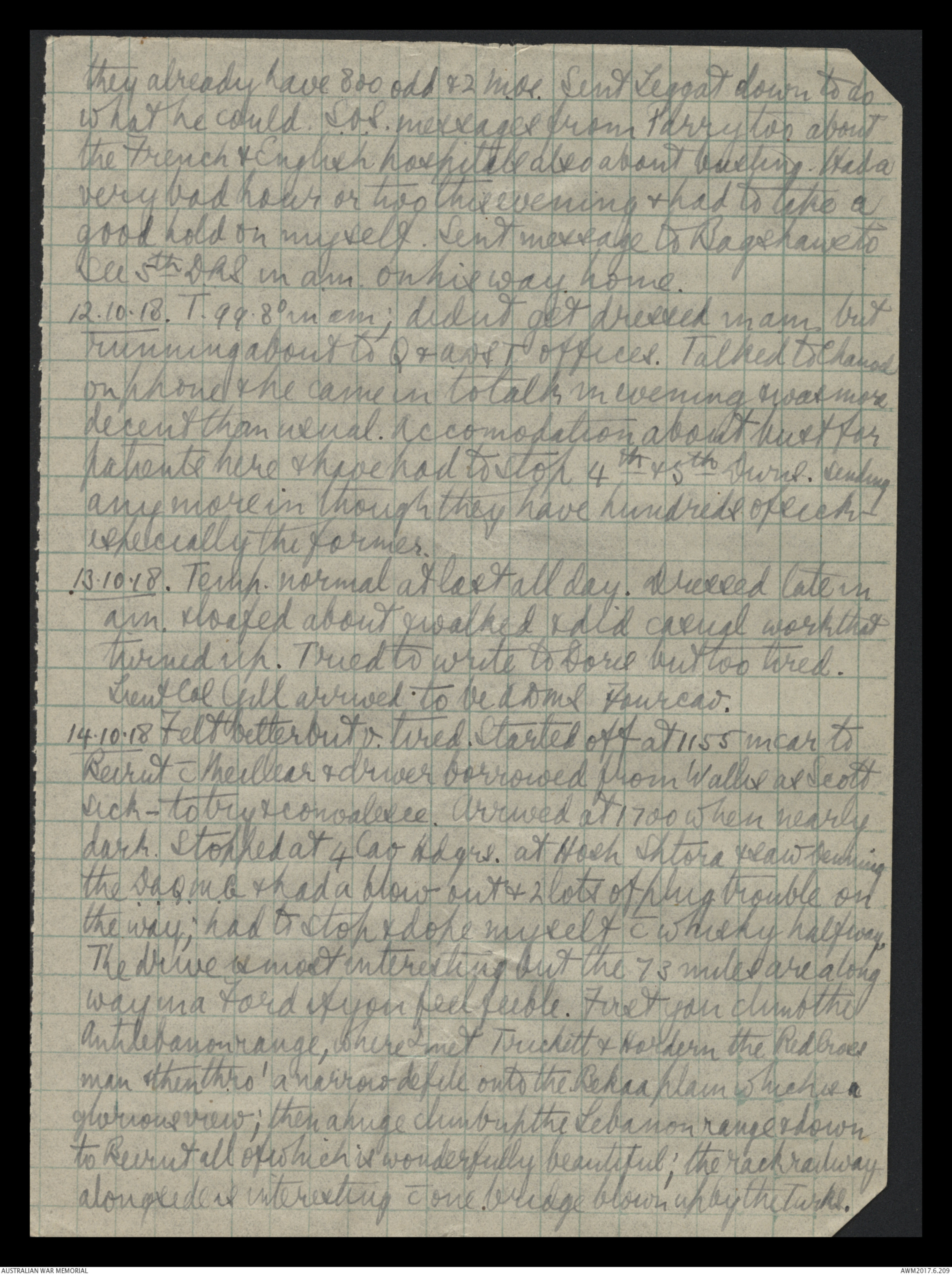 Diary No.11 of Rupert Major Downes, 30 July - 17 November 1918 - Part 6 ...