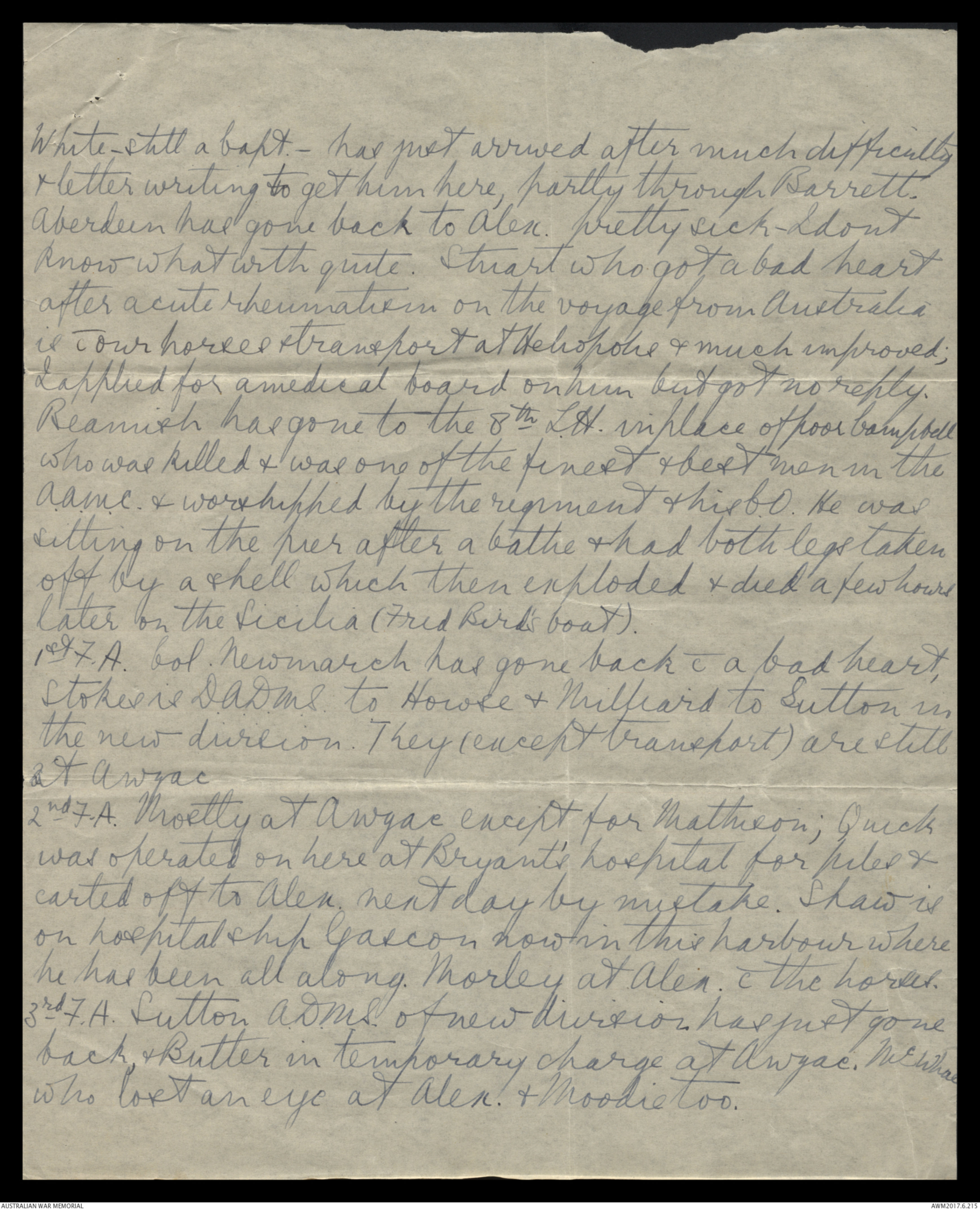 Gallipoli letters of Rupert Major Downes - Part 8 | Transcribe