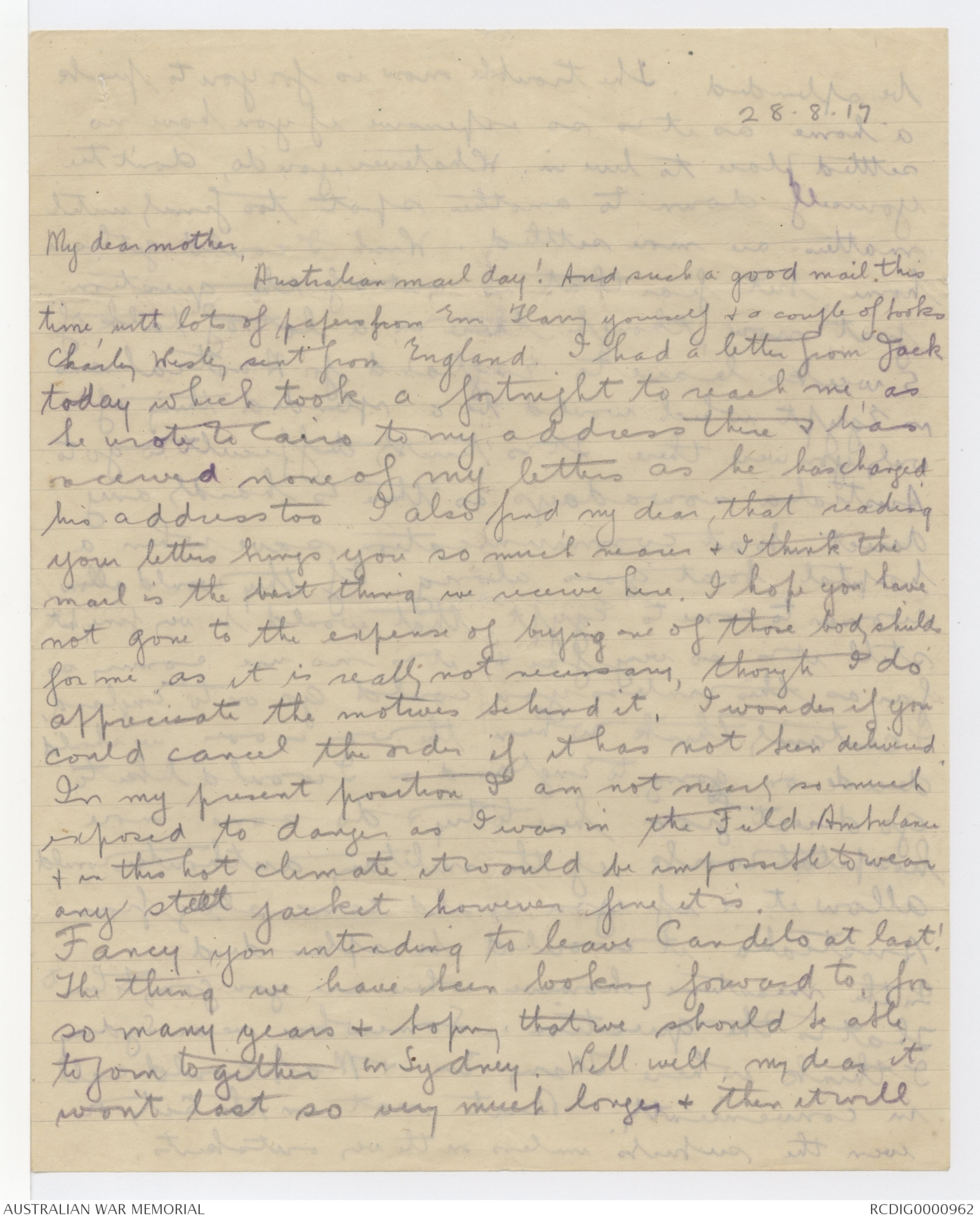 Letters from Wilfred Evans to his family, 1917 - Part 11 | Transcribe