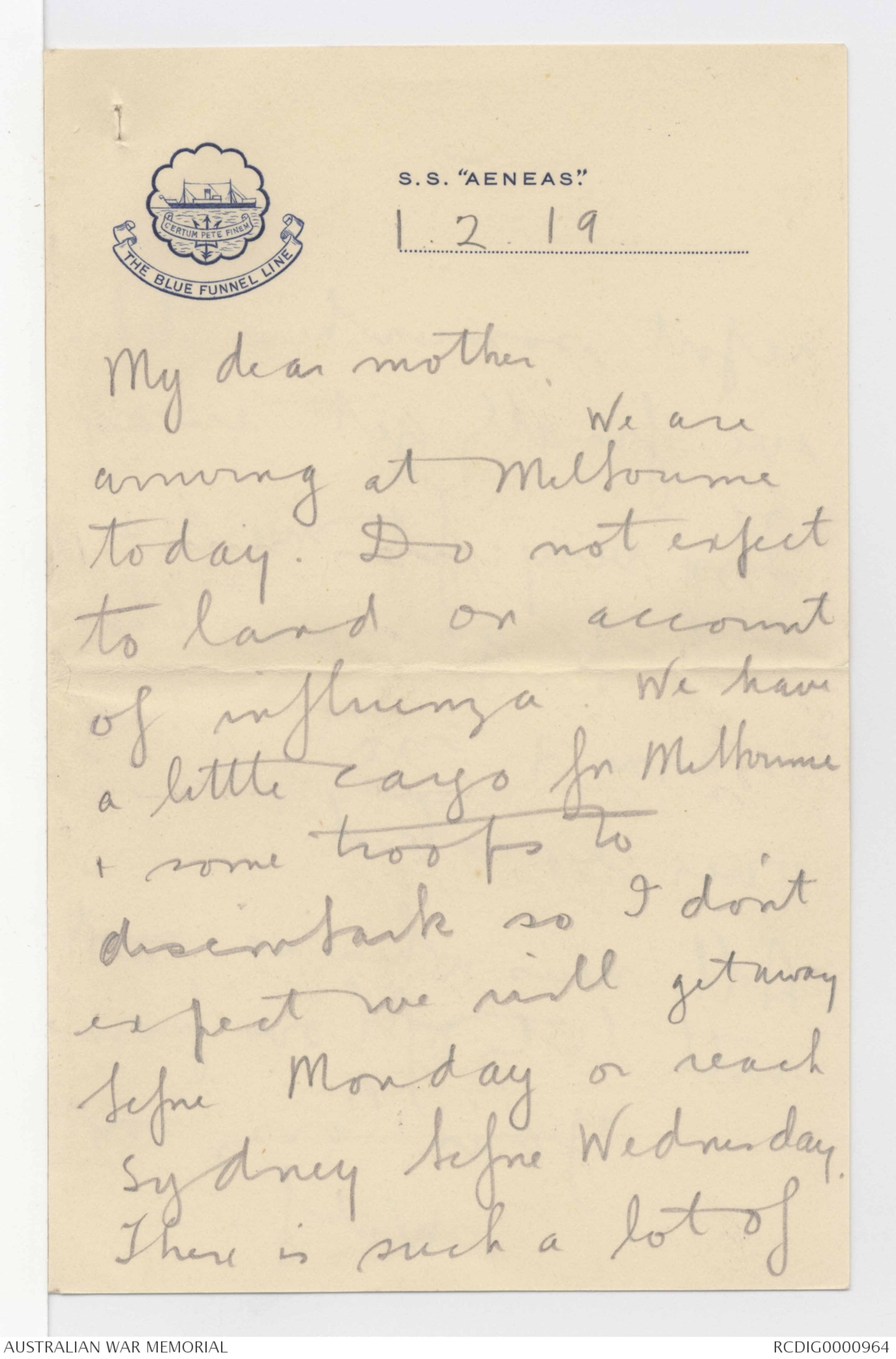 Letters from Wilfred Evans to his family, 1919 | Transcribe